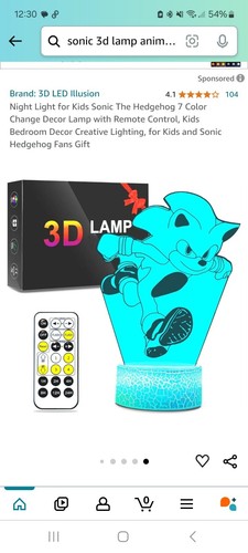 Sonic 3d Multi Color Lamp With Remote | eBay