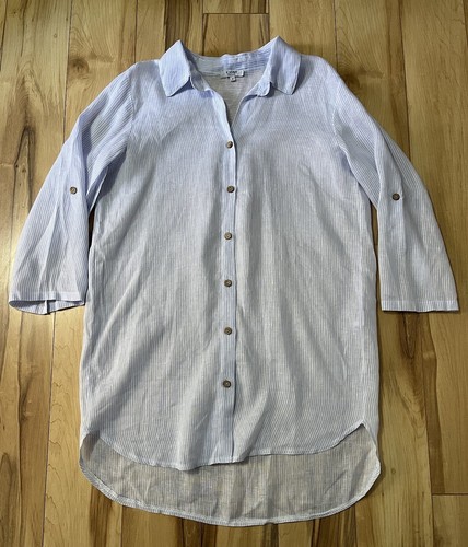 Linen Tunic Lagenlook Shirt Dress Made in Italy Sz M Beachy Coastal ...