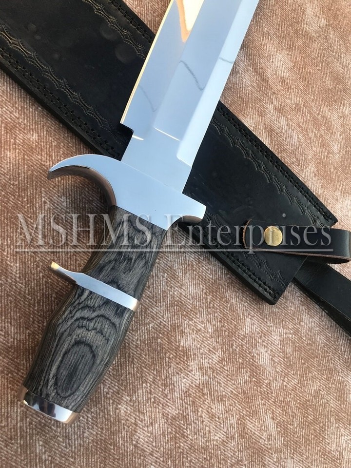23' HANDMADE D2 STEEL HIGH POLISH HUNTING PREDATOR BOWIE MACHETE KNIFE ...