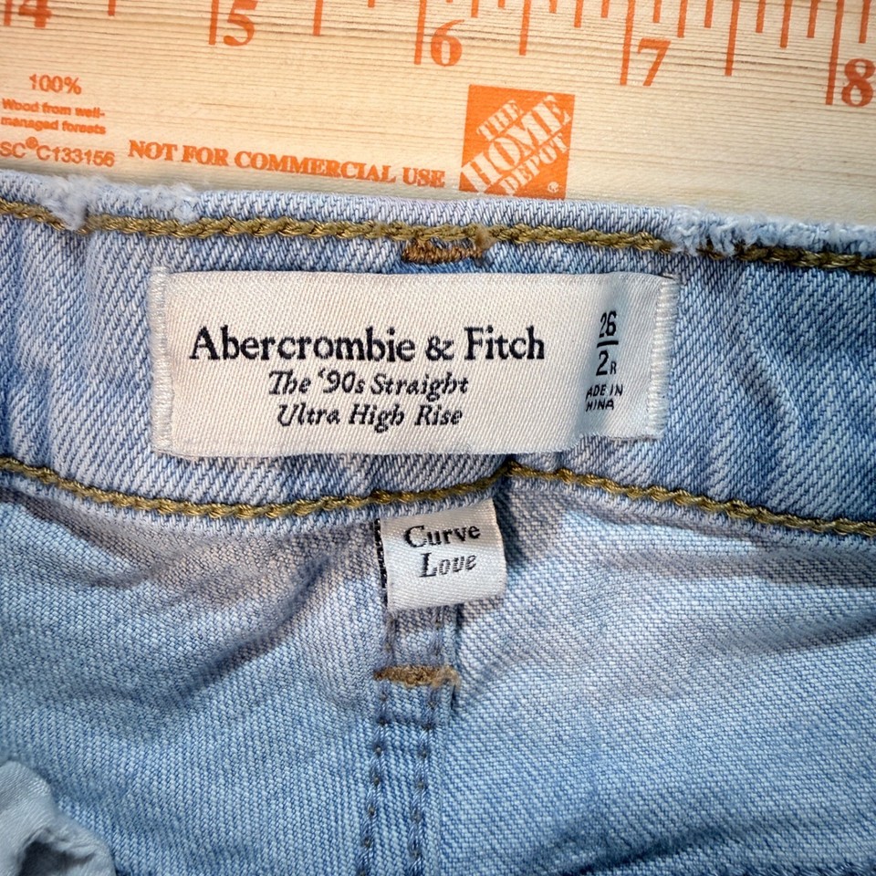 Abercrombie Fitch The 90s Straight Ultra High Rise Jeans Split Hem Size ...