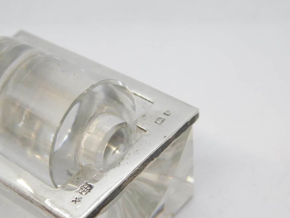 Edwardian Sterling Silver Mounted Glass Stamp Moistener Antique 1905 ...