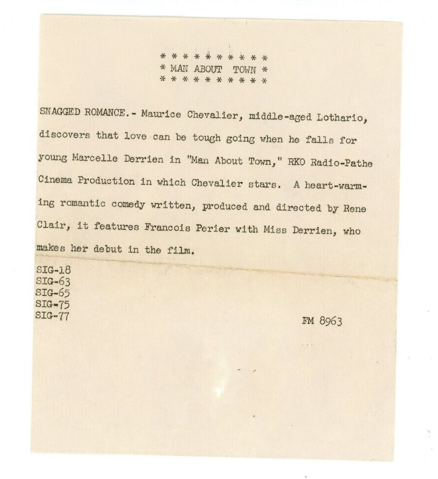 Vintage 9x7 Photo Man About Town (1947 film) Maurice Chevalier Marcelle ...