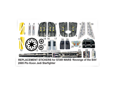 Custom Star Wars 2005 Hasbro ROTS Plo Koon's Jedi Starfighter stickers ...