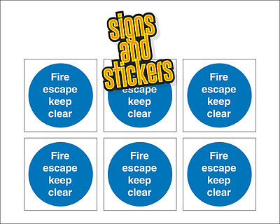 Fire escape keep clear - 76mm x 76mm - Pack of 6 stickers | eBay