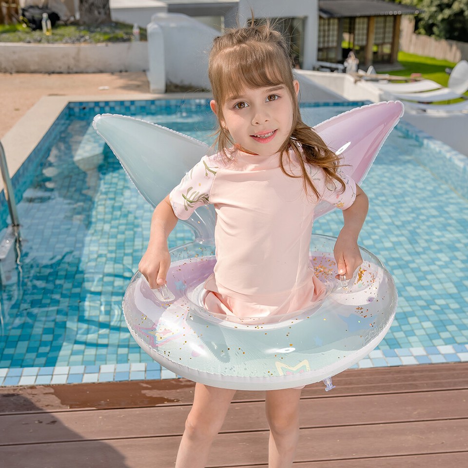 Mermaid Tail Sequin Swimming Ring with Handles Pool Floaties for Kids ...