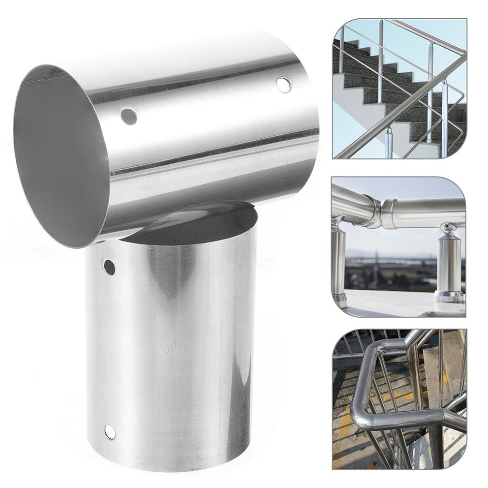 2 Pcs Stainless Steel Round Tube Handrail Connector Fitting for Deck ...