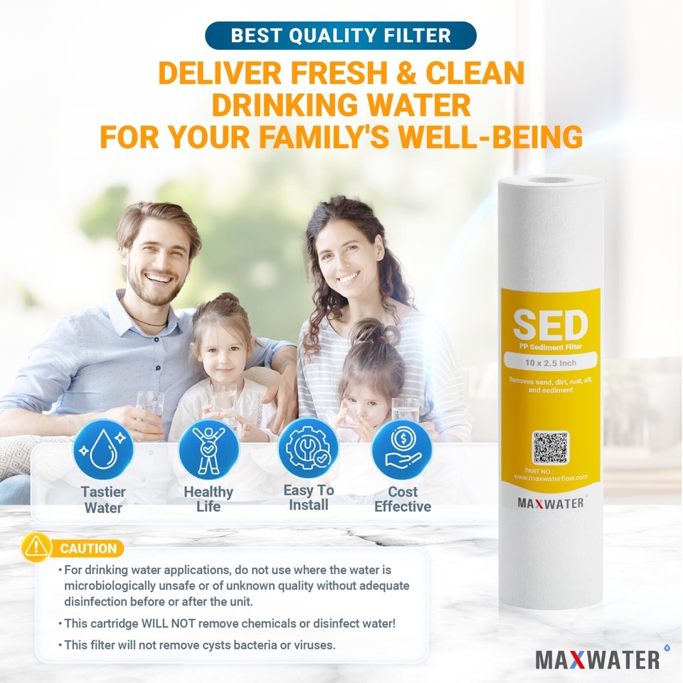 50 PACK Melt Blown Sediment Water Filter for Reverse Osmosis 5 Micron ...