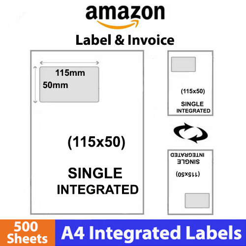 500 Sheets Amazon Single Integrated Label Invoice Paper Sticky Address ...