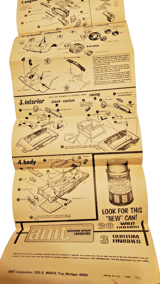 AMT 1964 Ford Galaxie Model Car Kit Instruction Sheet only!! | eBay