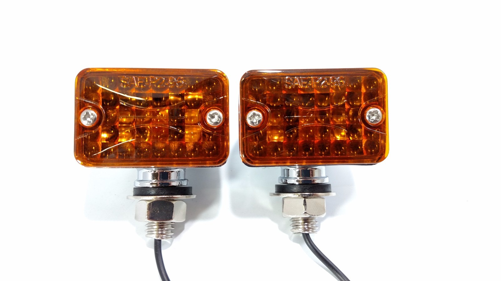 Pair Small Amber Turn Signal Indicator Lights Chrome Metal Bullet Car ...
