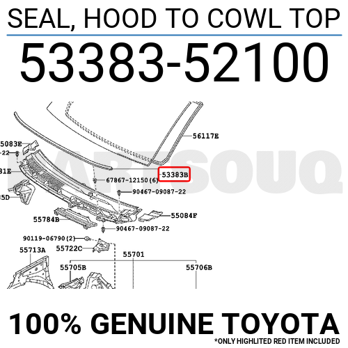 5338352100 Genuine Toyota SEAL, HOOD TO COWL TOP 53383-52100 | eBay