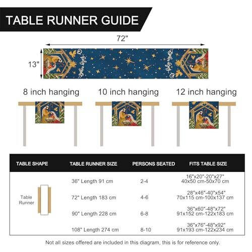 Christmas Religious Table Runner, Nativity Table Runner 13''X72'' O ...
