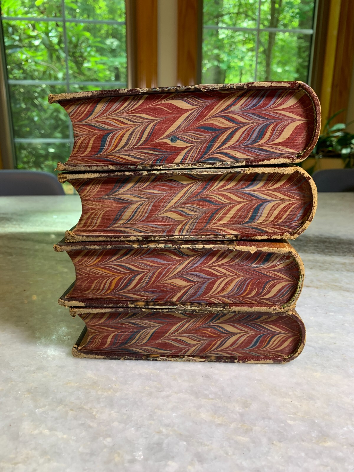 Antique Victorian Leather Marbleized Book HISTORY OF NEW ENGLAND ...