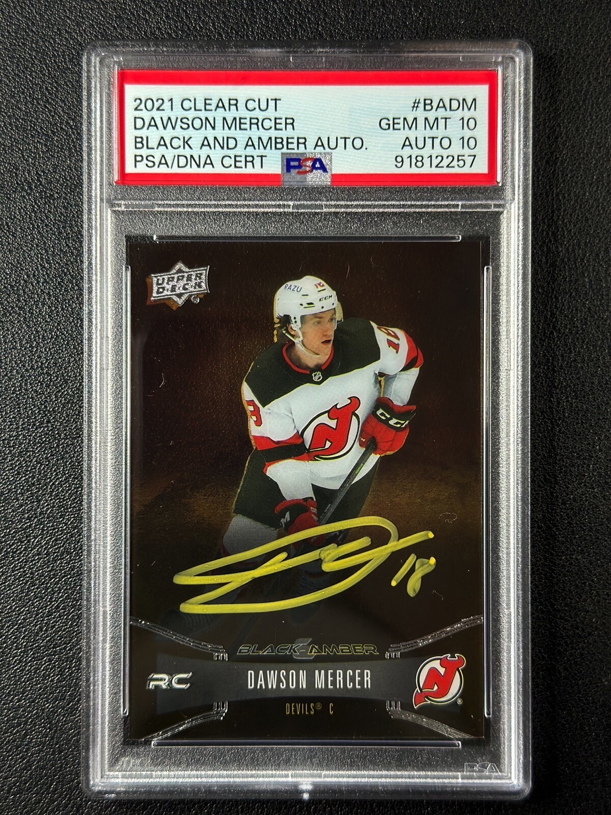 DAWSON MERCER PSA 10 2021 UD CLEAR CUT BLACK AMBER ROOKIE AUTO ...