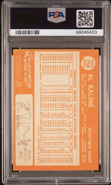 1964 Topps MLB Baseball #250 Al Kaline HOF DET ('68 World Series ...