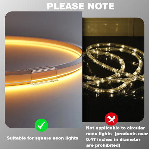 Neon Rope Light Clips Mounting - 24 Pcs Clear Waterproof LED Strip Clip ...