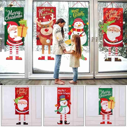 Christmas Christmas Door Banner Window Sign Banners Fabric Flag Door ...