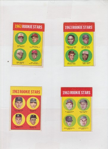 (4) 1963 TOPPS ROOKIE STARS RC LOT ($50) HARPER REDS GONDER ROBERTS ...