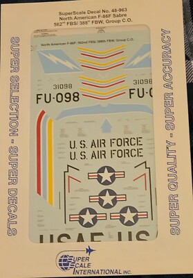 SuperScale Decal #48-963 N. American F-86F Sabre 562nd FBS/388th FBW ...