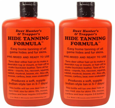 Fur Hide Tanning Formula for Hunters and Trappers - 2 Pack of 8 oz Hide ...