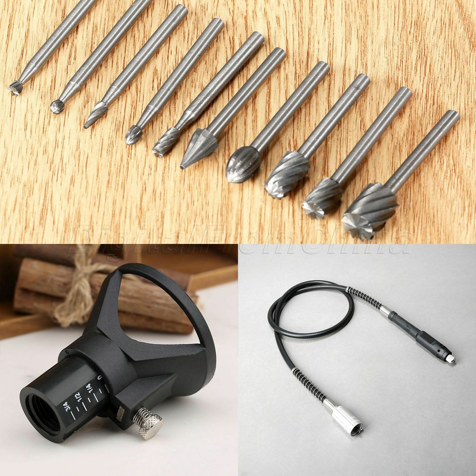 12pcs/set Drill Bits & Flexible Shaft Rotary Tool Kit Grinder Grinding ...
