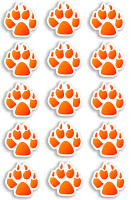 A4 Sheet 15 x Orange Dog Paw Prints Vinyl Stickers Animal Laptop Car ...