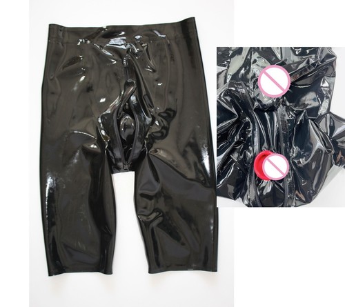 Men latex shorts high wasit copiece hidden penis sheath red anus sheath ...