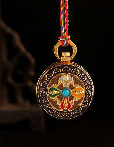 3.5cm Tibet Buddhism Holy Blessed Gilt Copper Dorje Locket Prayer Box ...