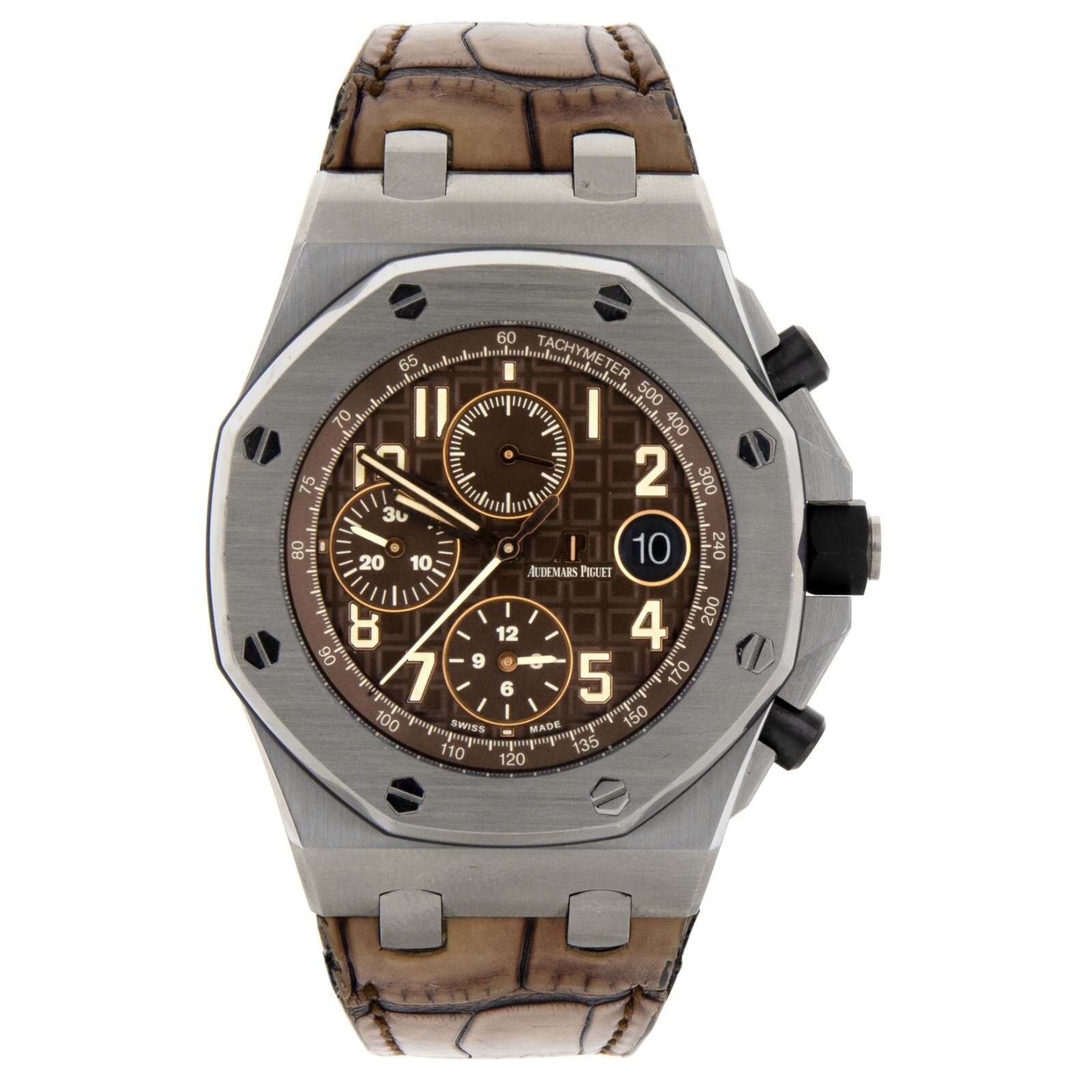 Audemars Piguet Royal Oak Offshore Brown Men's Watch with Leather Strap ...