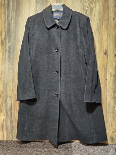Pendleton Womens Black Long Coat 4 Button Wool Size XL | eBay