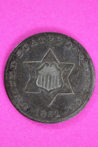 1851 Trime 3 Three Cent Silver Dime Exact Coin Shown In Pics Semi Key ...