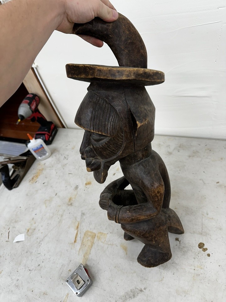 Large Antique African Suku Tribe Wooden African Art Sculpture Hand ...