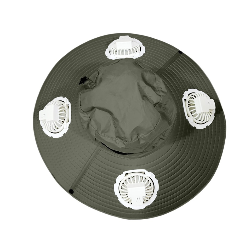 4 Detachable Solar Fan Outdoor Wide Large Brim Sun Hat Sun USB Charging ...