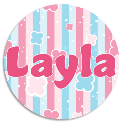 Layla - 10 Pack Circle Stickers 3 Inch - Name Tag Water Bottle School ...