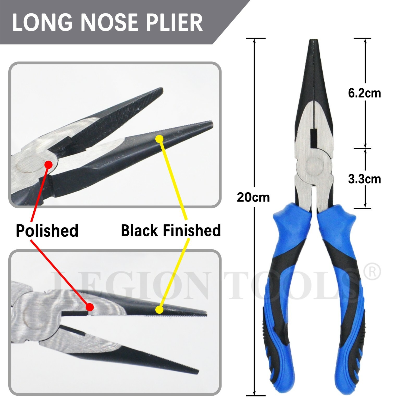 3PCS Pliers 8" Combination Diagonal Cutting Side Cutter Long Nose Plier ...