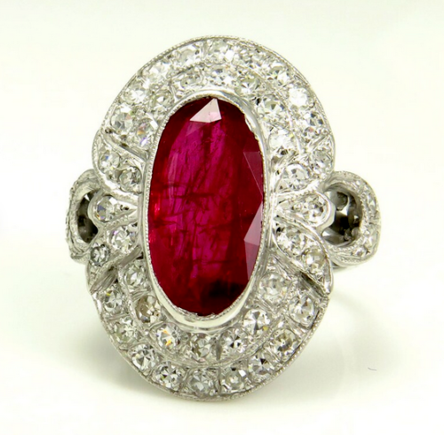 Antique Design with Oval Cut Pink Lab Created Ruby Women's High Finish ...