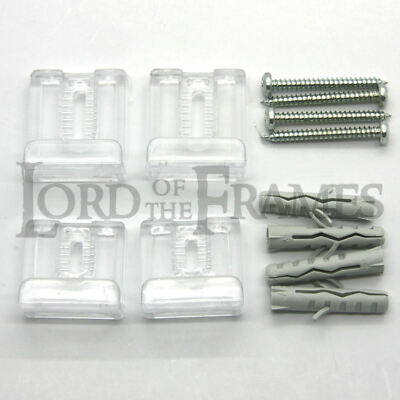 Frameless or Undrilled Mirror Hanging Fixing Kit Clear Transparent ...