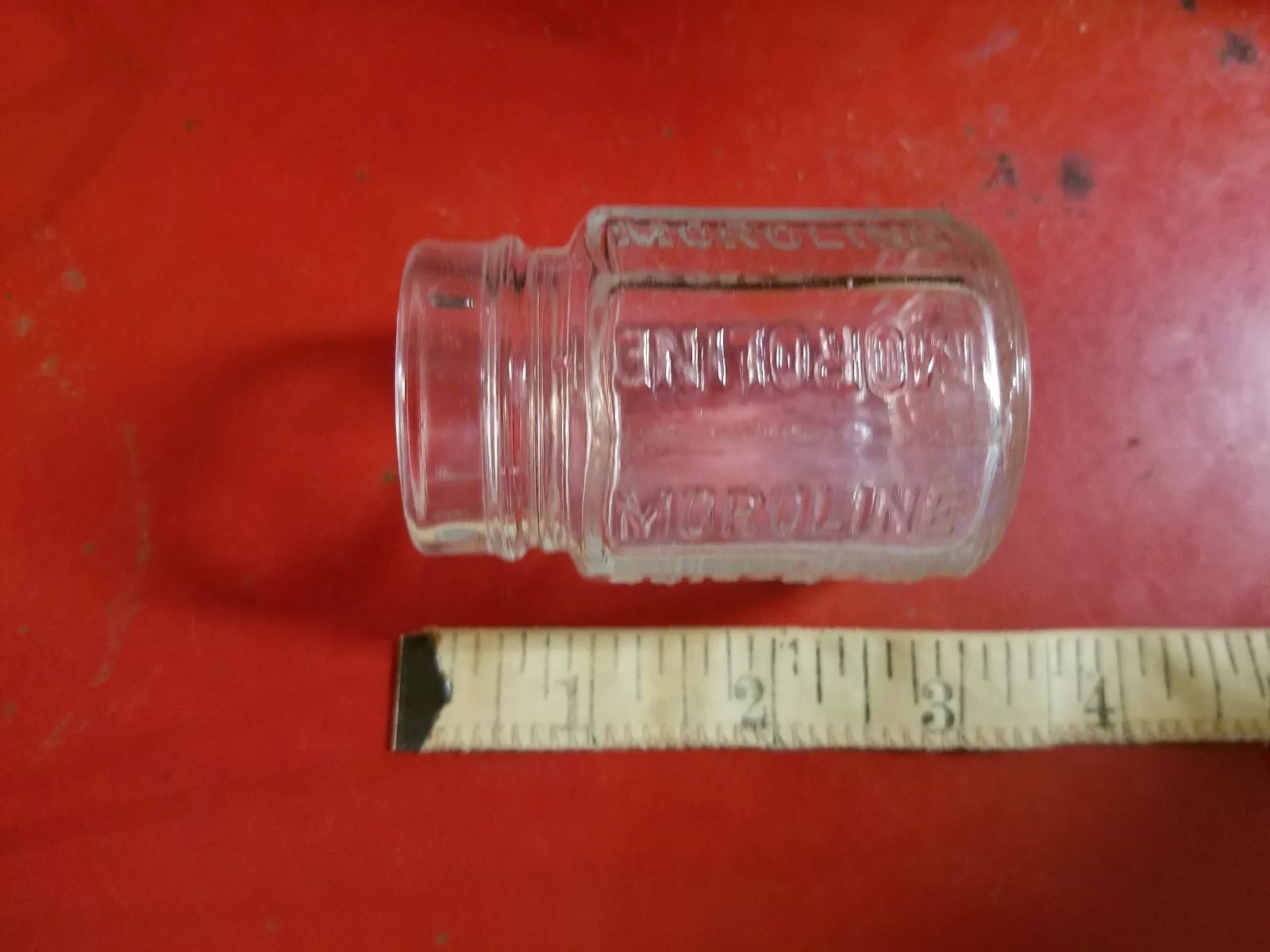 Lot Of 2 1940s Embossed Moroline Petroleum Jelly Jars vintage glass ...