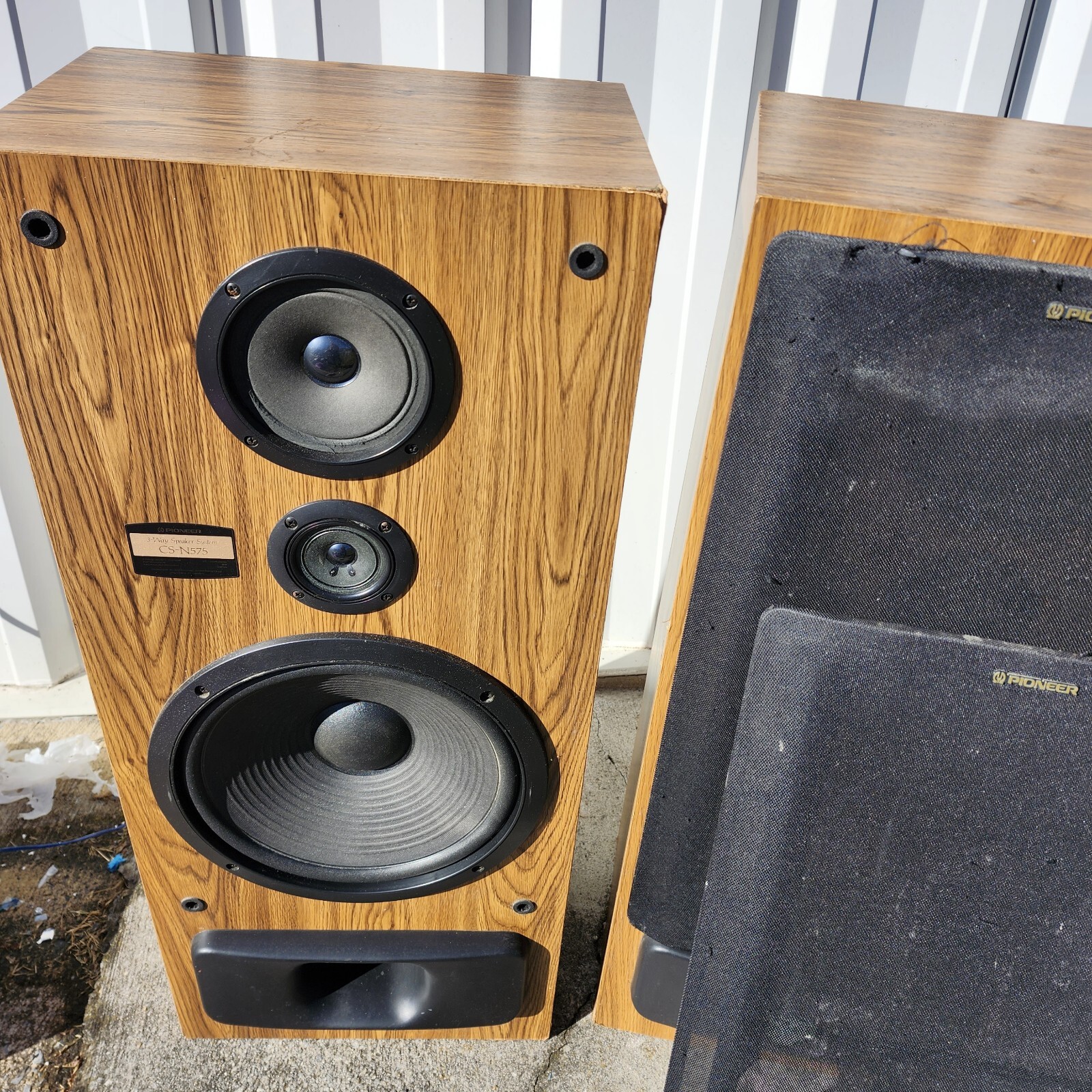 2x Pioneer CS-N575 3 Way Speakers Wood Grain Vintage 150W Grill Covers ...
