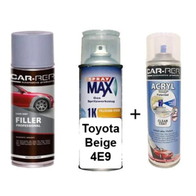 Auto Touch Up Paint for Toyota Beige 4E9 1k Plus 1k Clear Coat & Primer ...