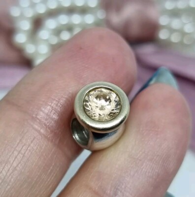 Genuine Pandora Silver & 14ct Gold Yellow Topaz Buttercup Charm WORN 💕 ...