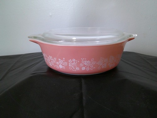 Vintage 50's Pyrex PINK Gooseberry 1 pint Casserole Bowl #471 & Lid ...