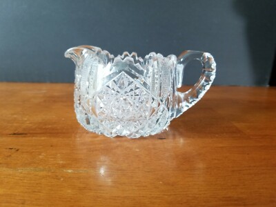 ANTIQUE AMERICAN BRILLIANT J. HOARE CUT GLASS CREAMER ACME PATTERN ...