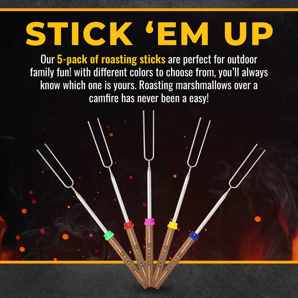 Marshmallow Roasting Sticks Smores Sticks Extendable Camping Skewer for ...