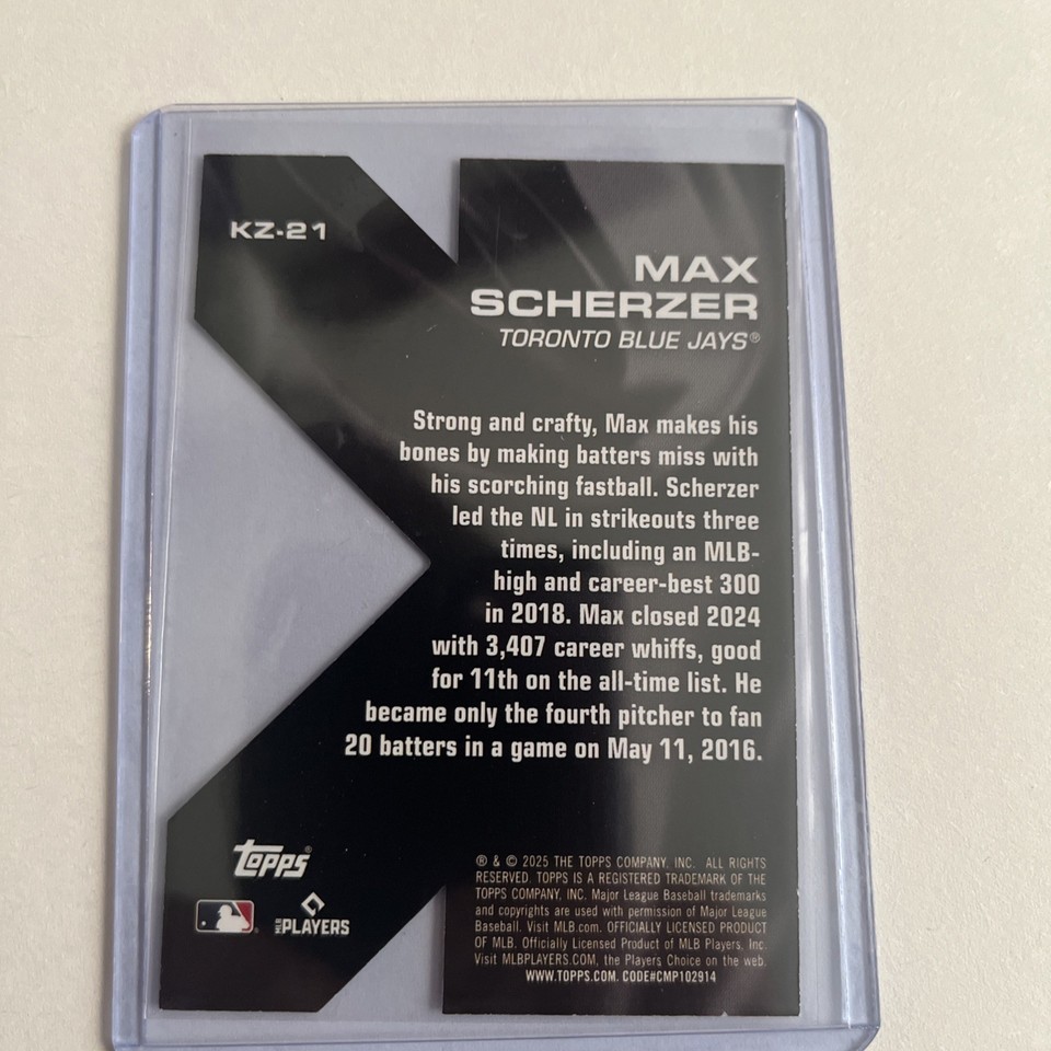 2025 TOPPS SERIES 2 BASEBALL K ZONE MAX SCHERZER TORONTO BLUE JAYS | eBay