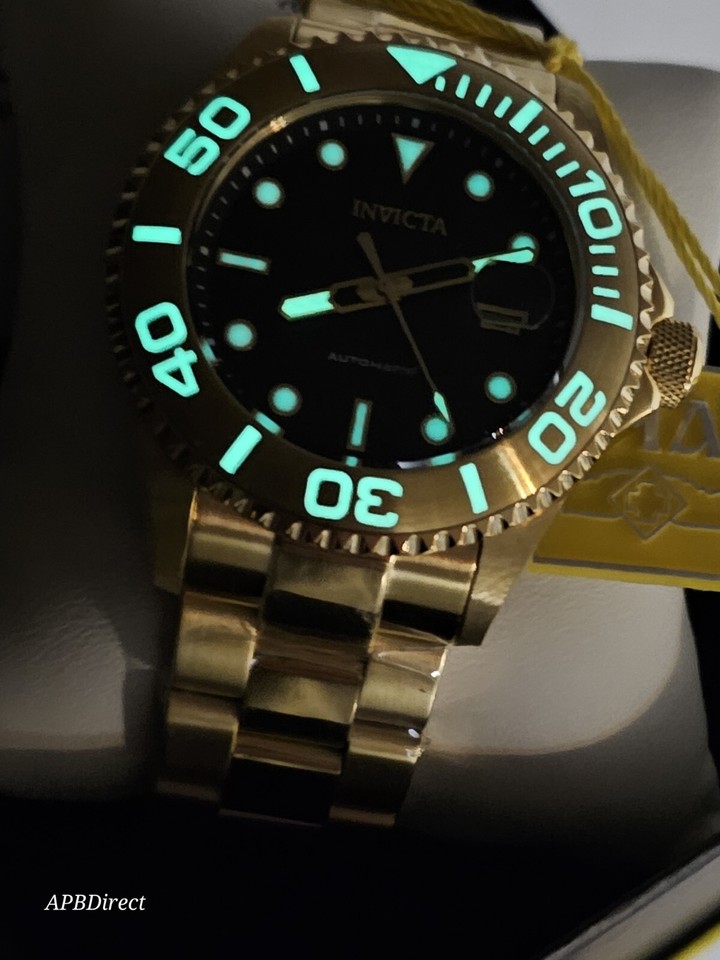Invicta - 300m Diver Specs GOLD Plated SS Automatic Pro Diver Lume mens ...