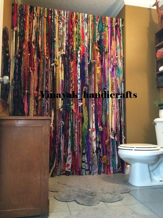 100 Strands, Bohemian gypsy rag Window Bohemian Valance Indian Backdrop ...