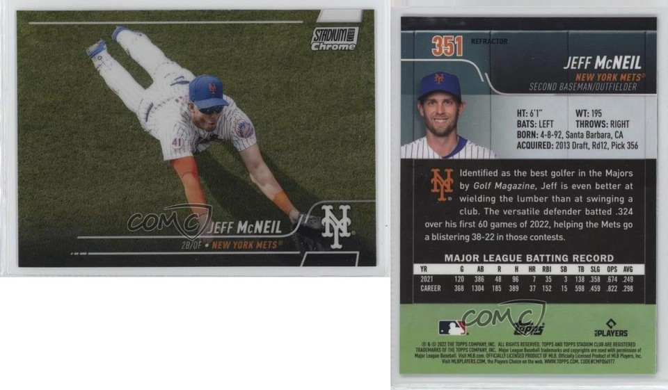 2022 Topps Stadium Club Chrome Updates Refractor Jeff McNeil #351 0c6 ...