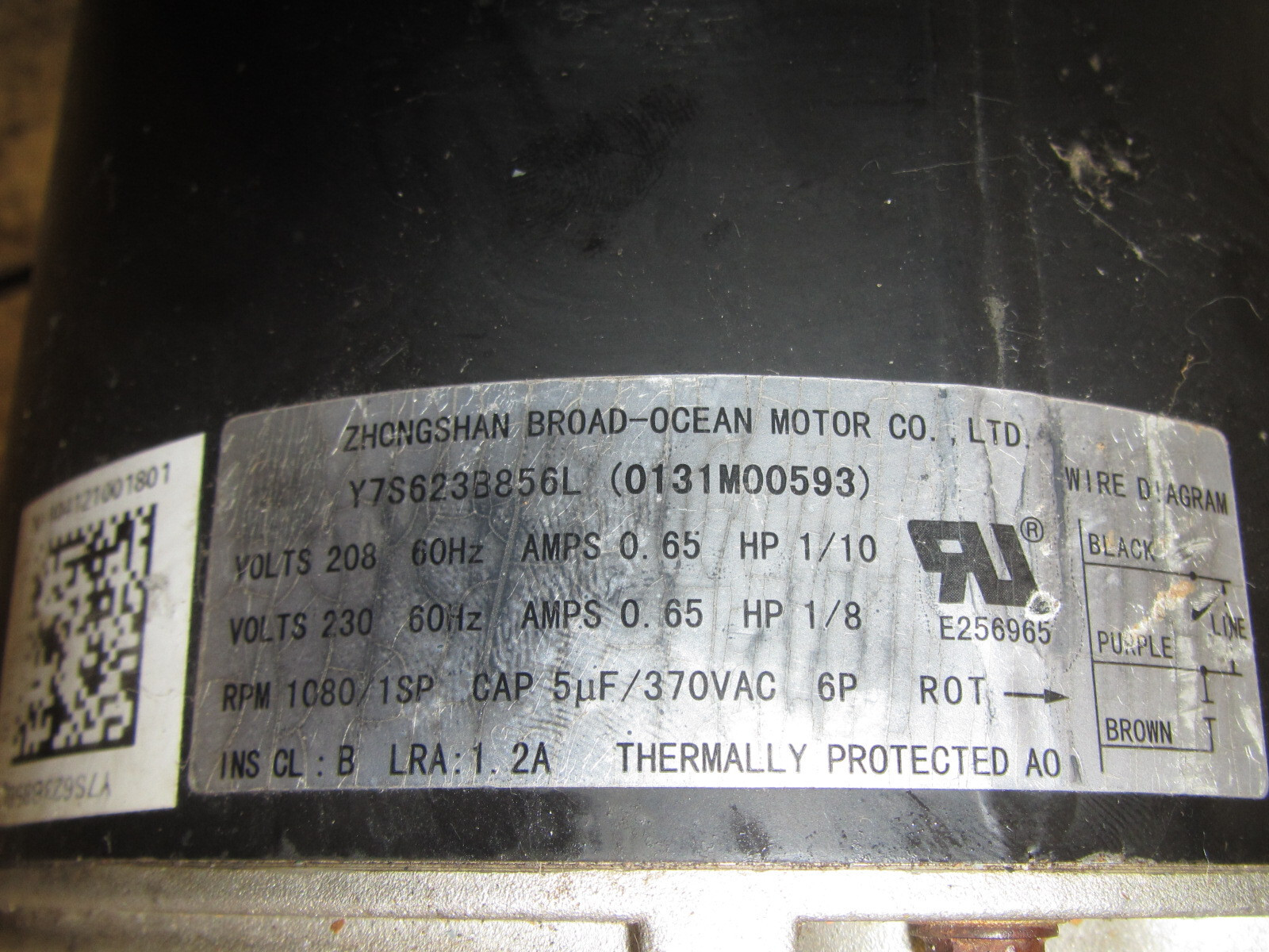 Goodman Amana 0131M00593 Y7S623B856L 1/8HP 208-230V Condenser Fan Motor ...