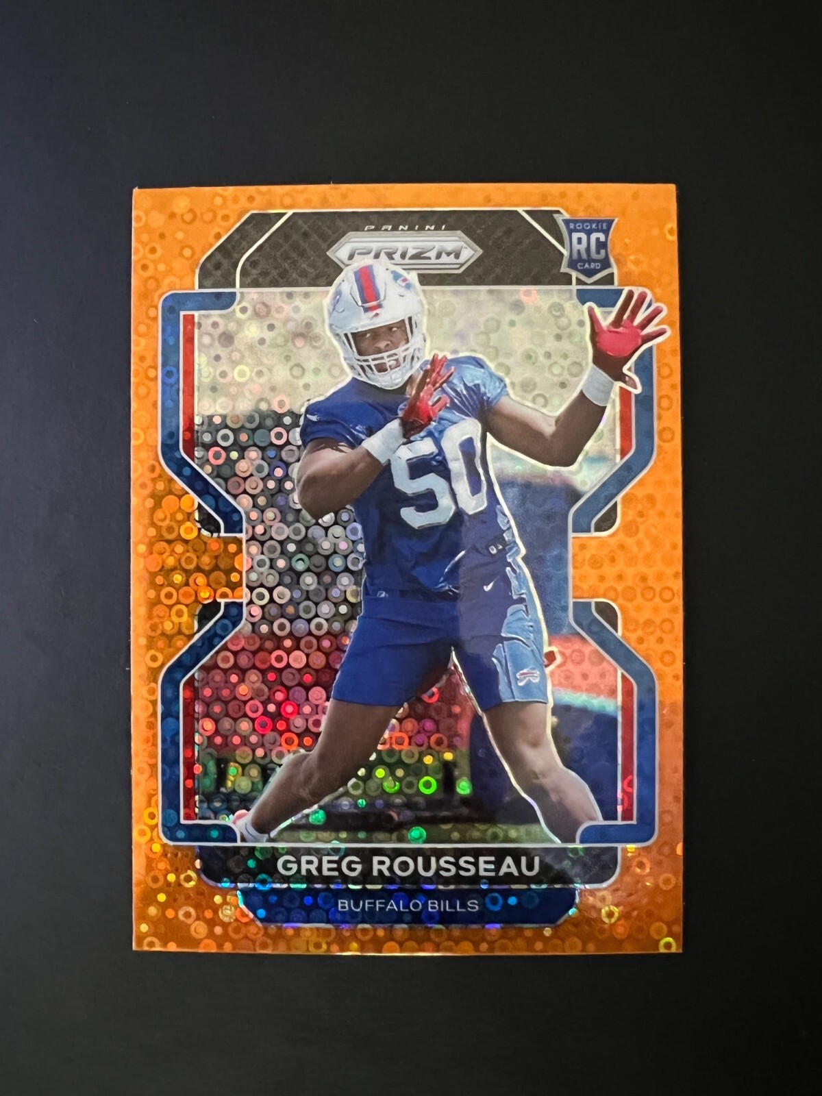 2021 Panini Prizm Greg Rousseau RC Orange Lazer #434 Buffalo Bills ...